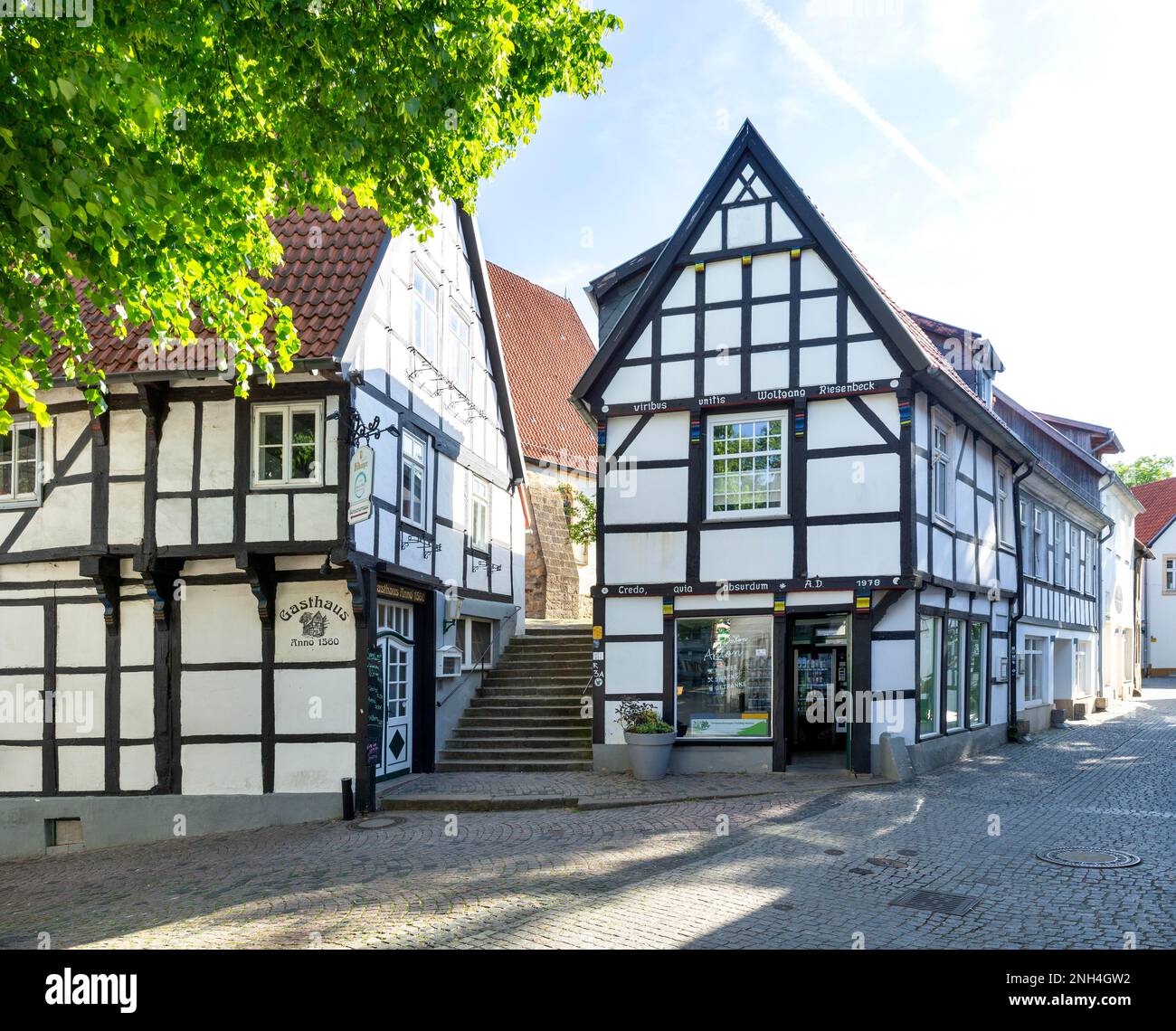 Historic residential and commercial buildings in half-timbered ...