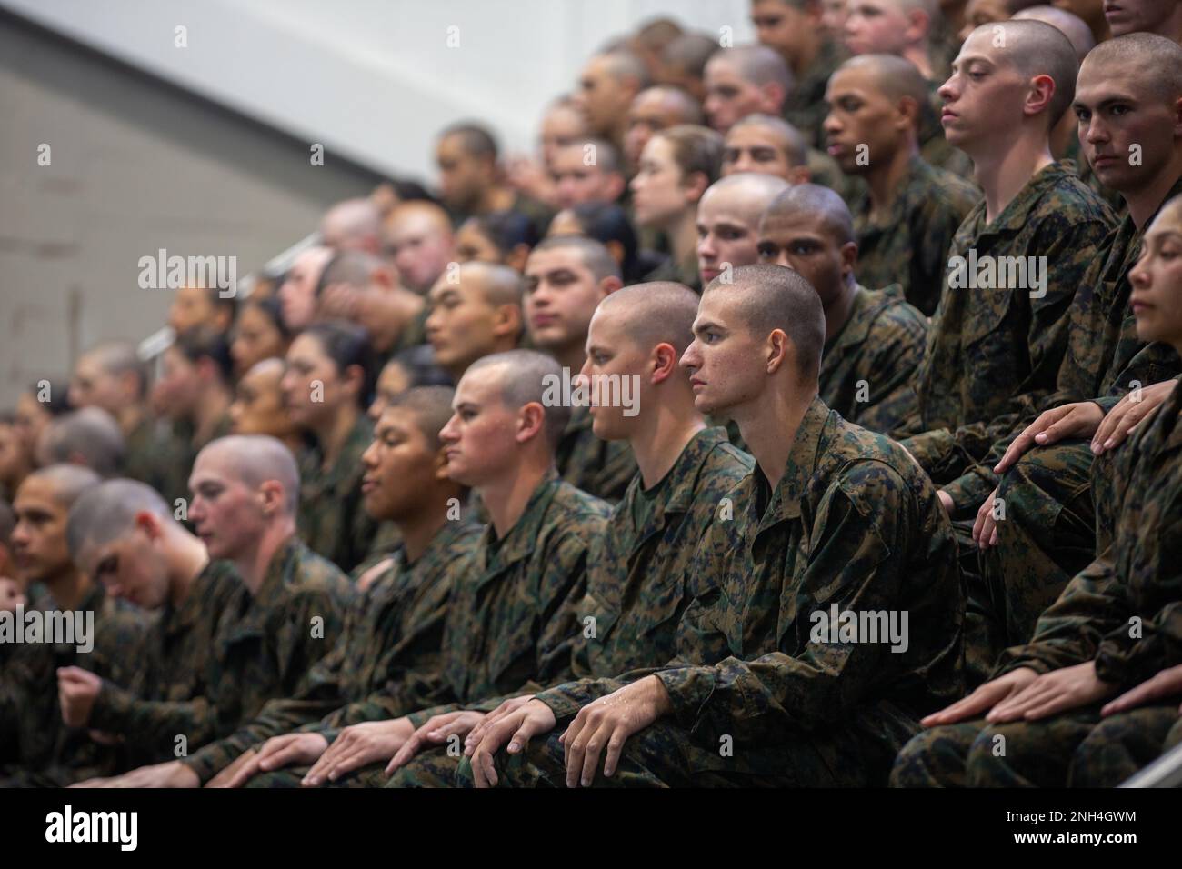 Recruits with Kilo Company, 3rd Recruit Training Battalion, conduct ...