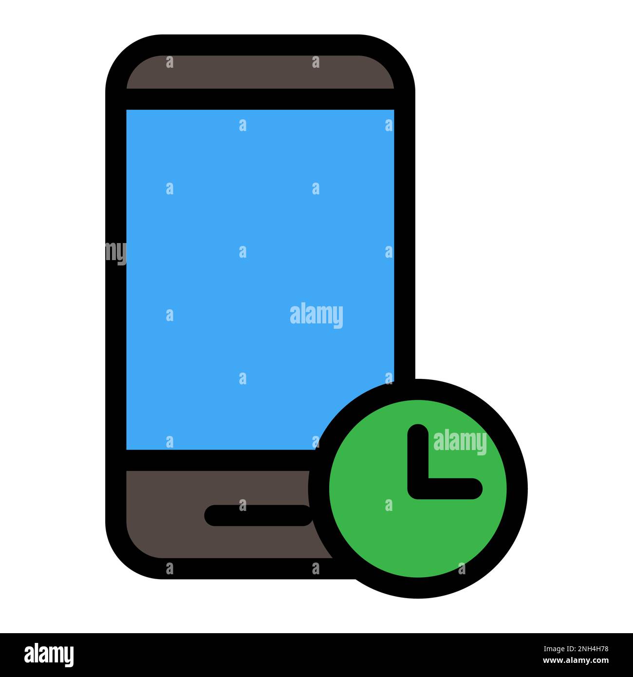 Smartphone wait icon line isolated on white background. Black flat thin ...