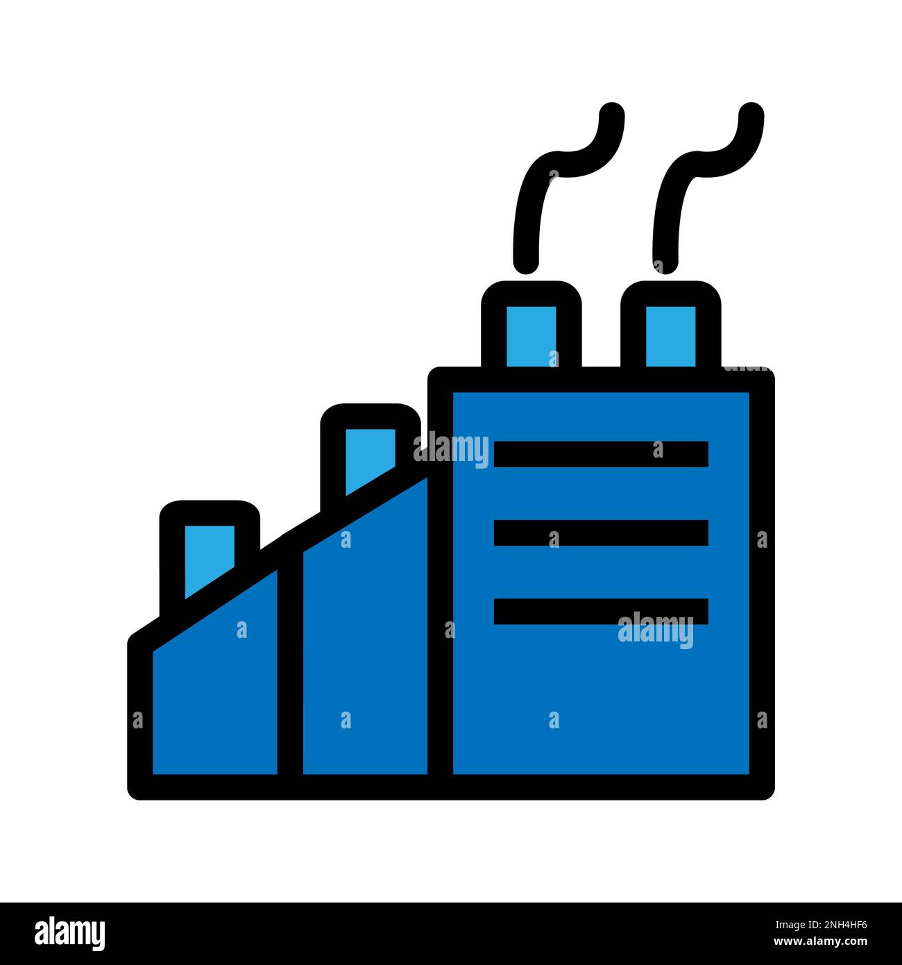 Factory building icon line isolated on white background. Black flat ...