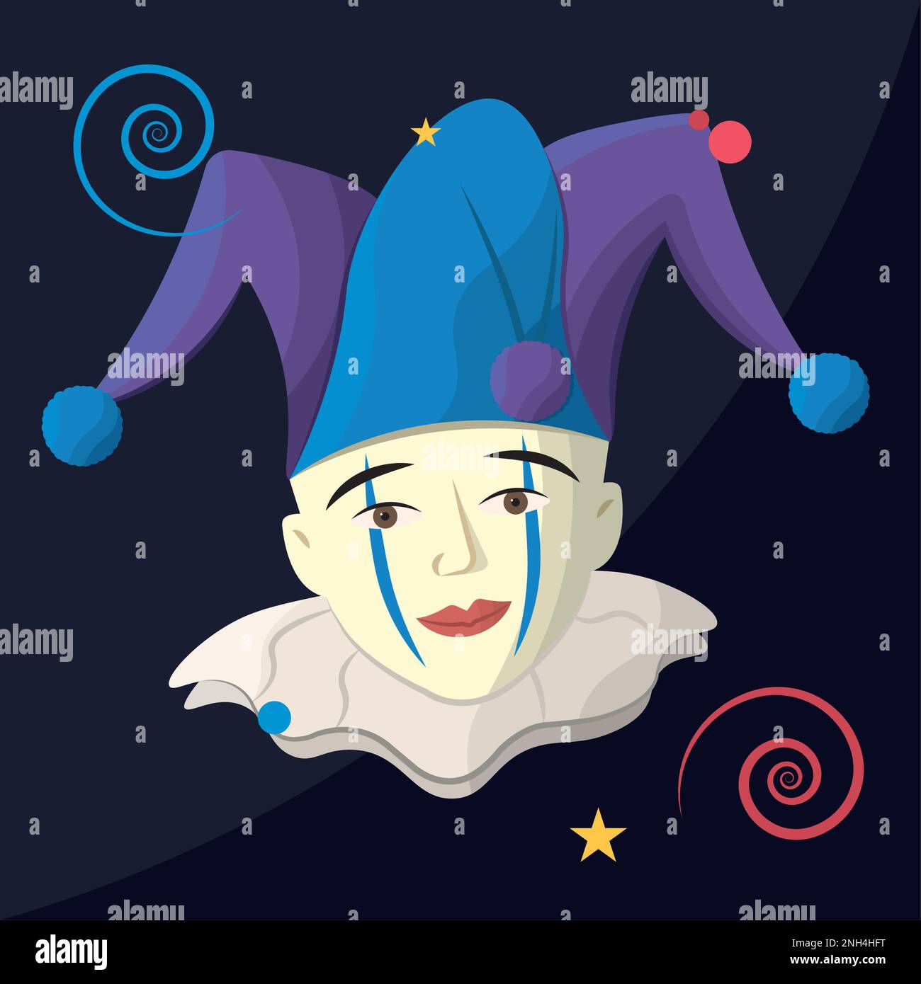 Isolated clown jester avatar with harlequin hat Vector Stock Vector ...
