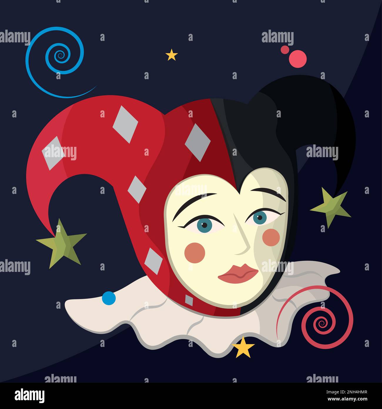 Isolated clown jester avatar with harlequin hat Vector Stock Vector ...