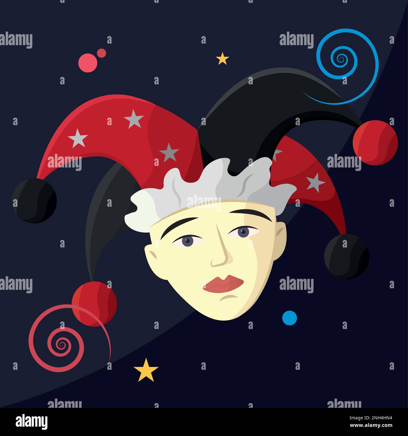 Isolated clown jester avatar with harlequin hat Vector Stock Vector ...