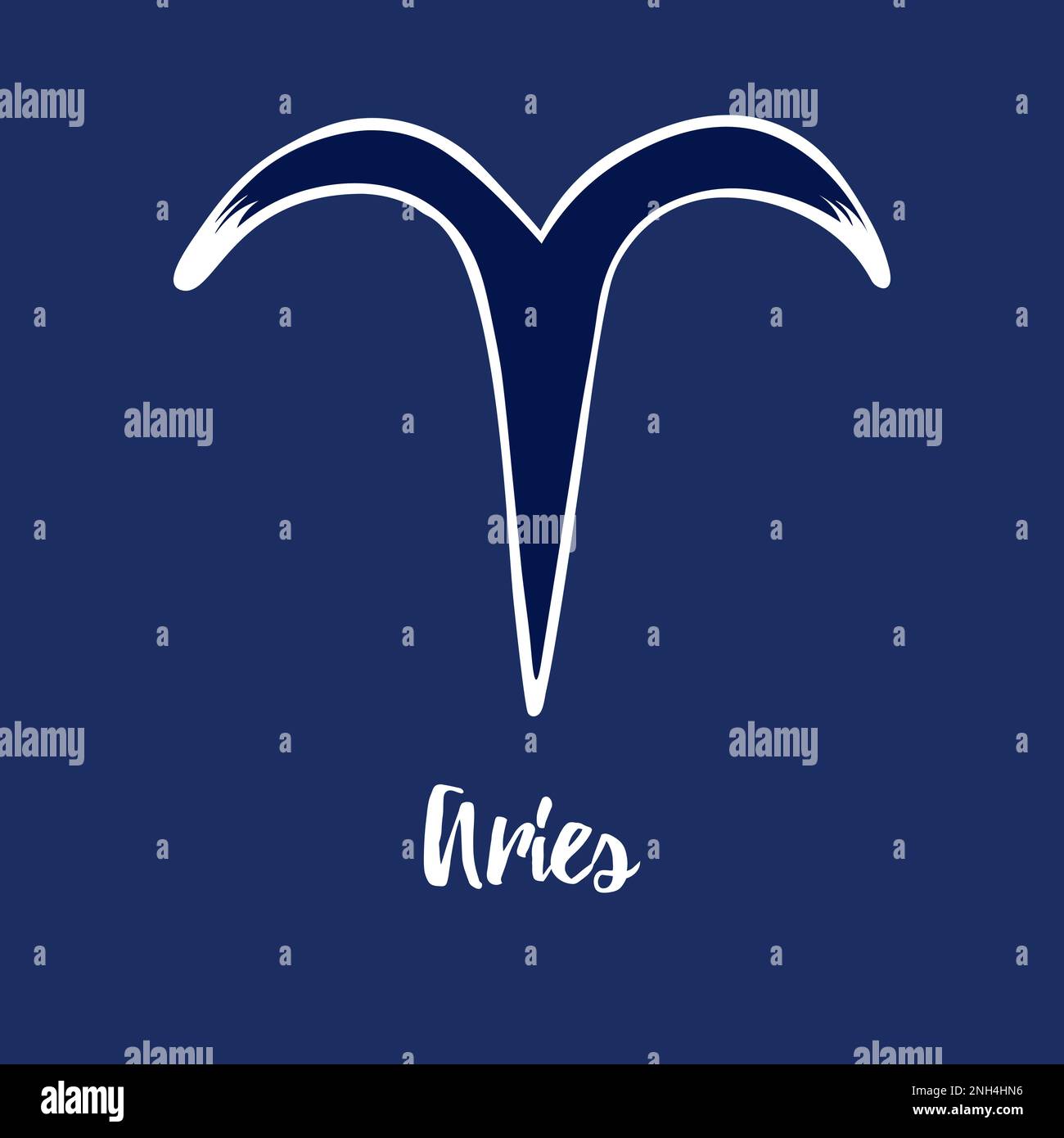 Hand drawn Zodiak signs. Blue Aries zodiac icons on a blue background ...