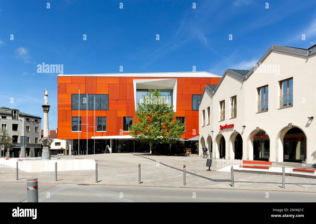 Town Hall and Savings Bank at Marienplatz, Bad Aibling, Upper Bavaria ...