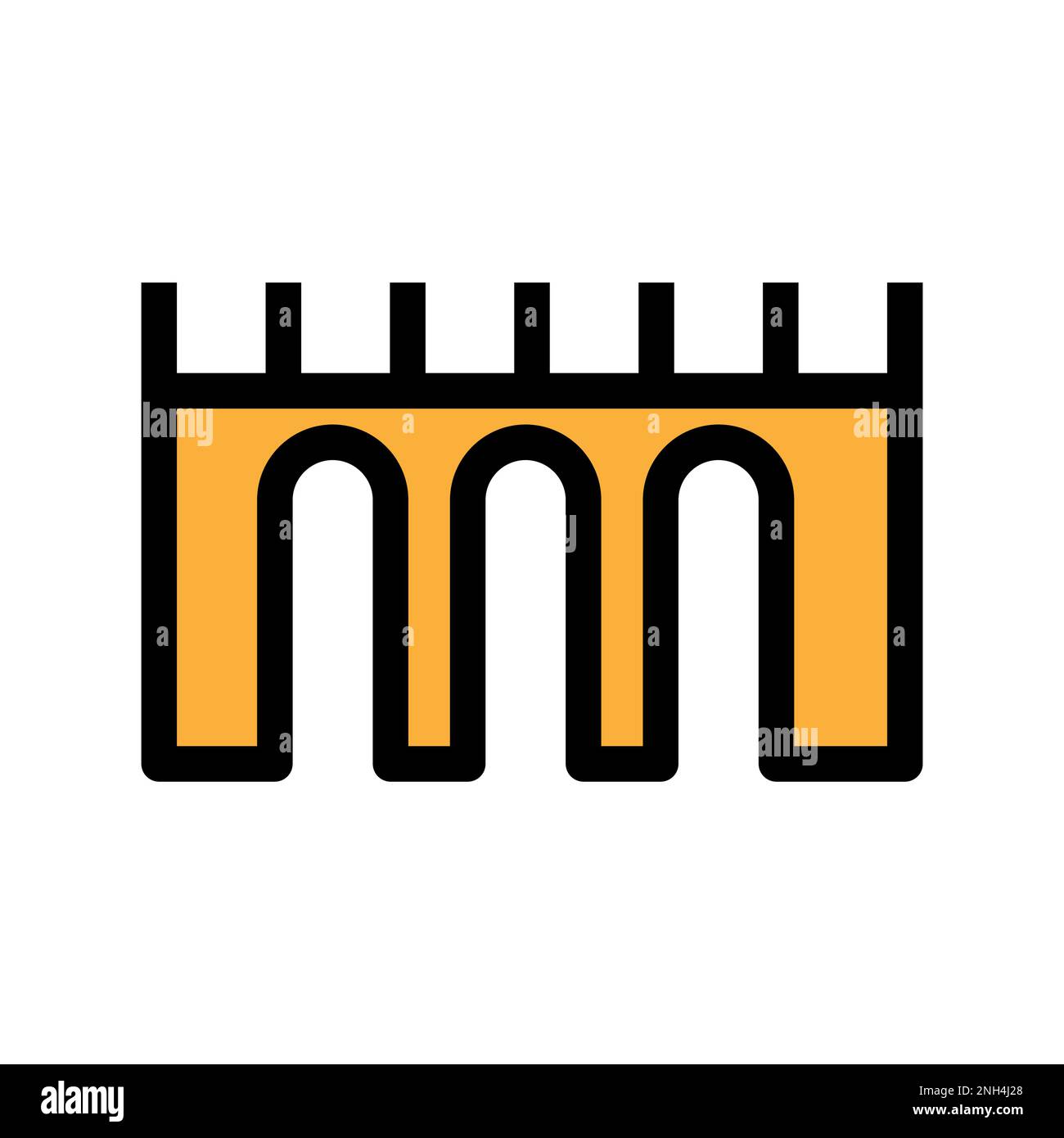 Bridge icon line isolated on white background. Black flat thin icon on ...