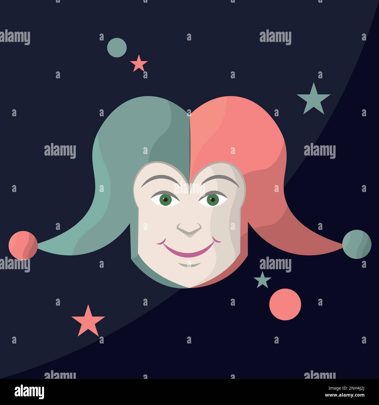Isolated clown jester avatar with harlequin hat Vector Stock Vector ...