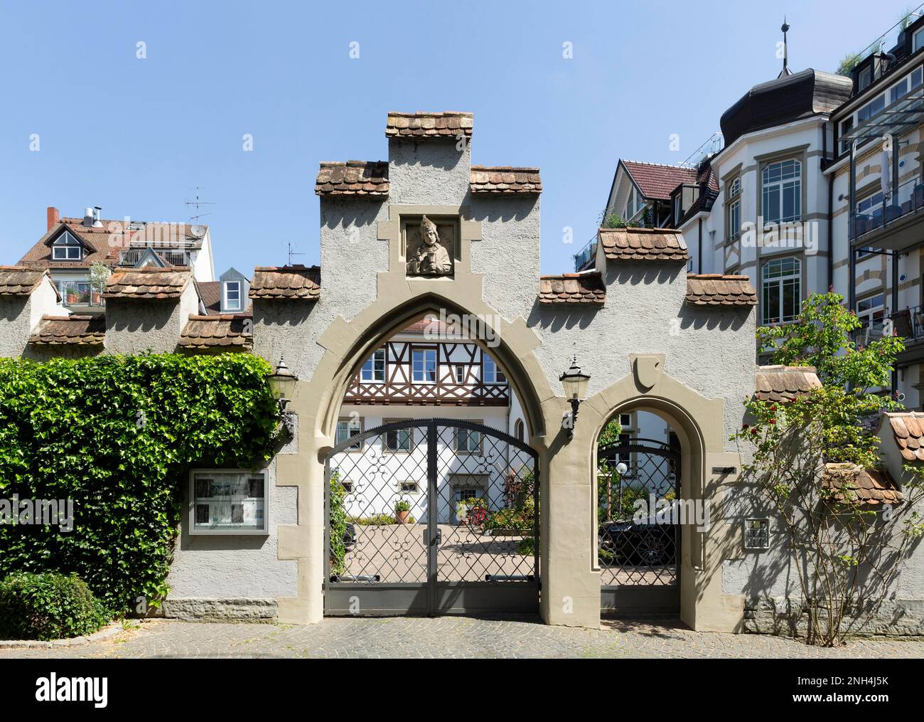 Gate system of a former canons court, Constance, Baden-Wuerttemberg ...