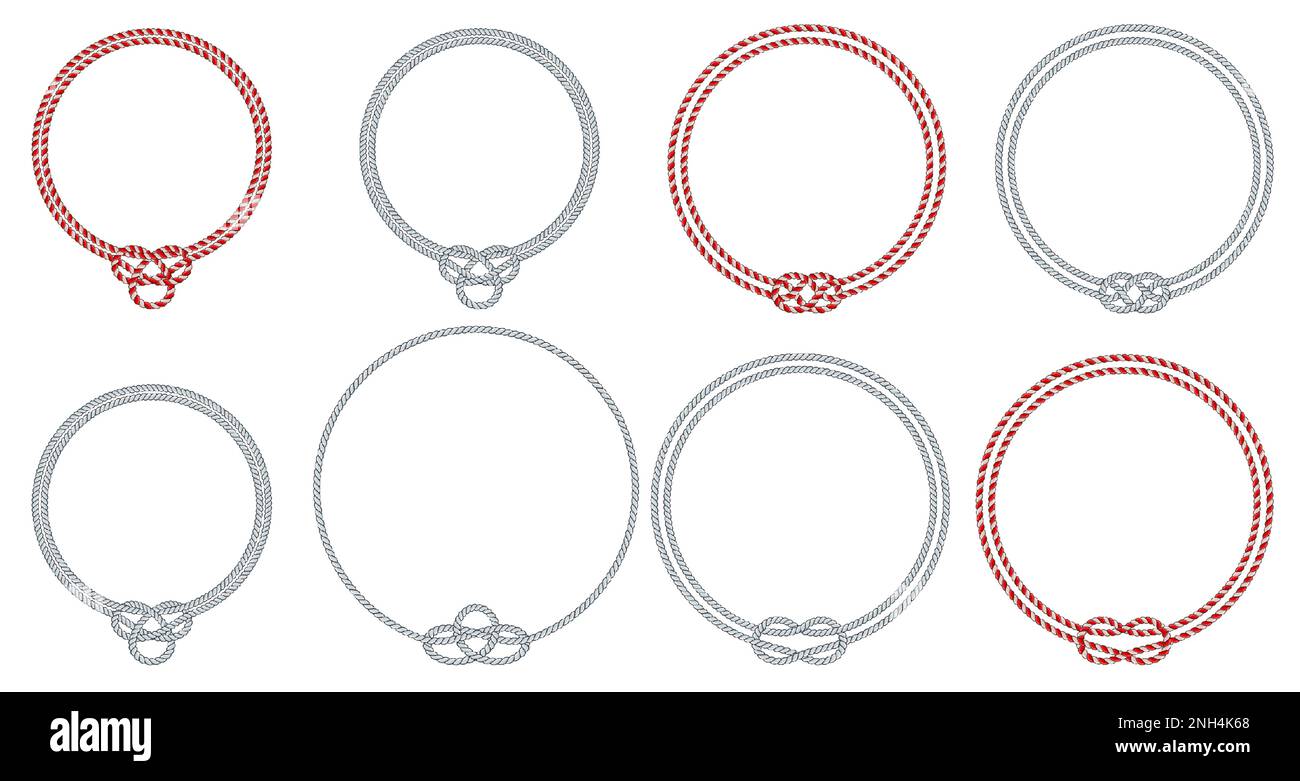 Round rope frame isolated on white background. Twisted cord Stock ...