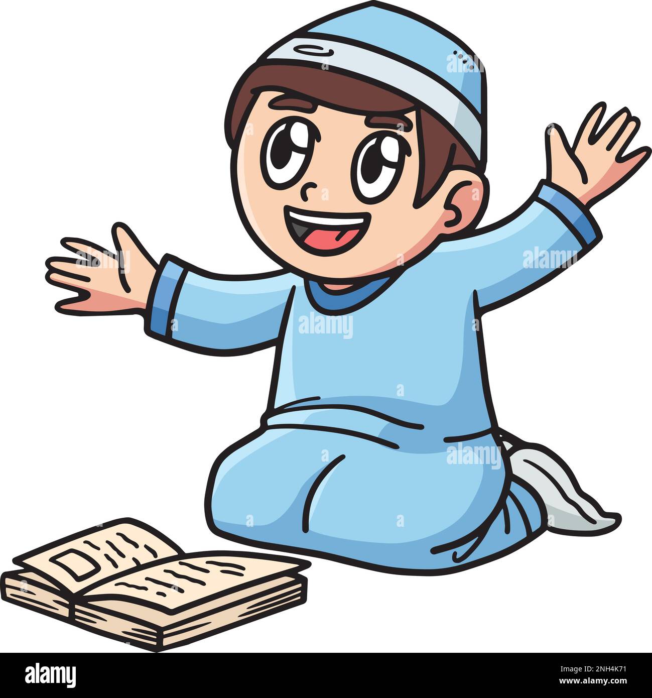 Ramadan Muslim Boy with Quran Cartoon Clipart Stock Vector Image & Art ...