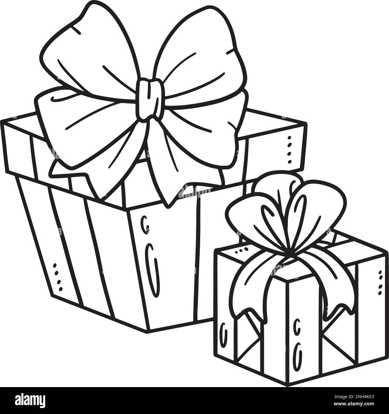 Birthday Gift Isolated Coloring Page for Kids Stock Vector Image & Art ...