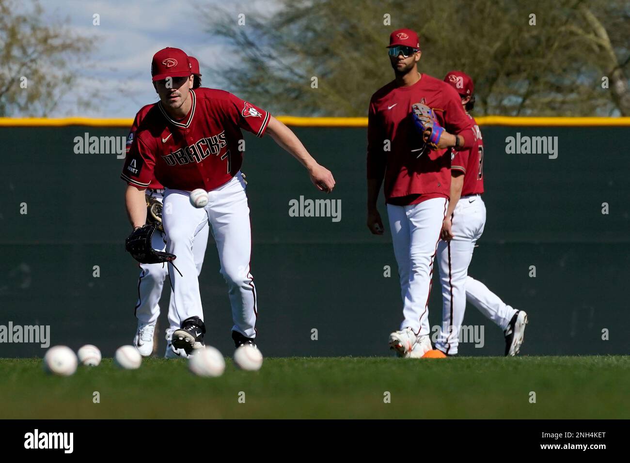 Arizona Diamondbacks left fielder Corbin Carroll fields a ball during ... Arizona Diamondbacks left fielder Corbin Carroll fields a ball during ...