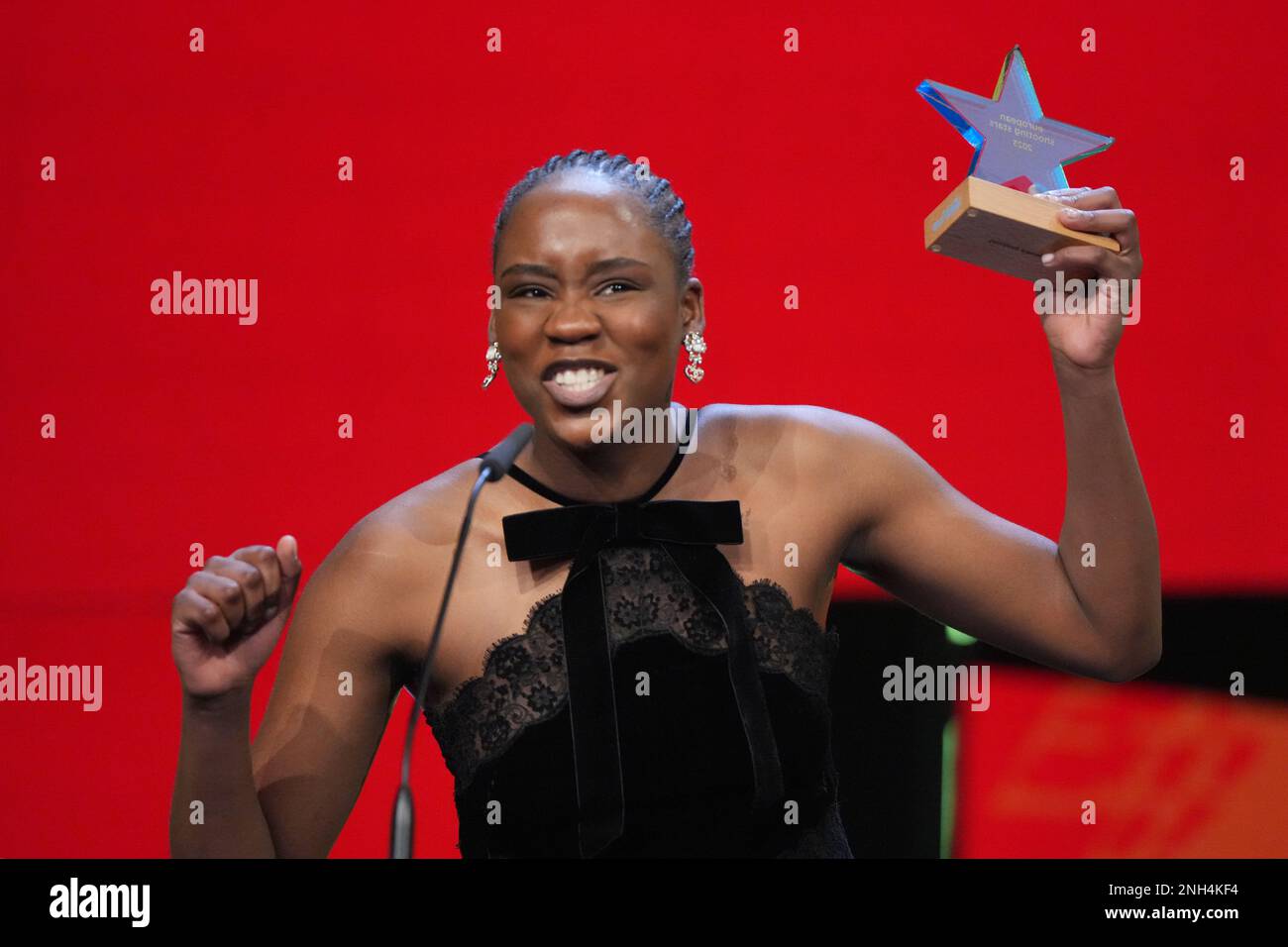 Berlin, Germany. 20th Feb, 2023. Actress Joely Mbundu from Belgium is ...