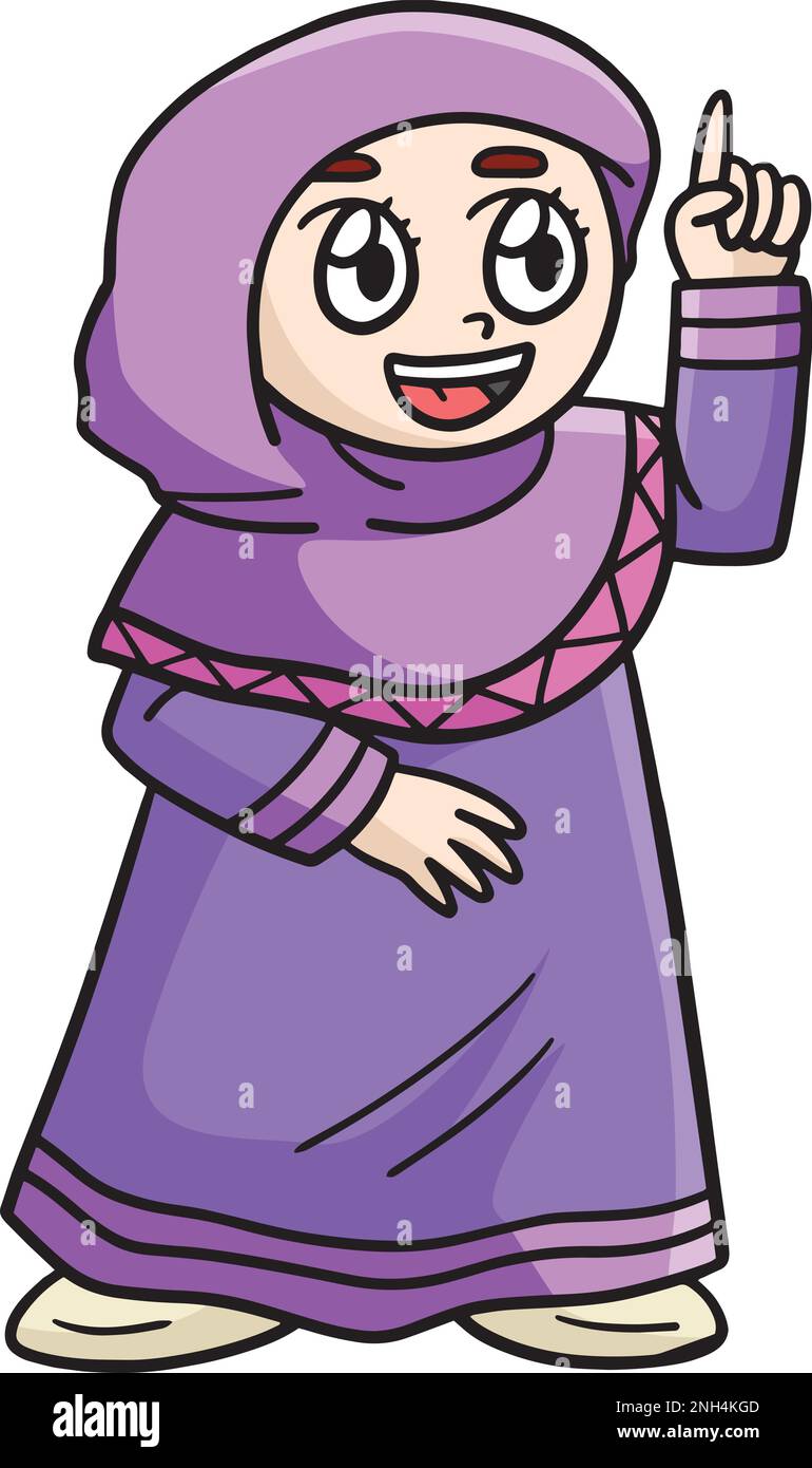 Ramadan Muslim Girl Cartoon Colored Clipart Stock Vector Image & Art ...