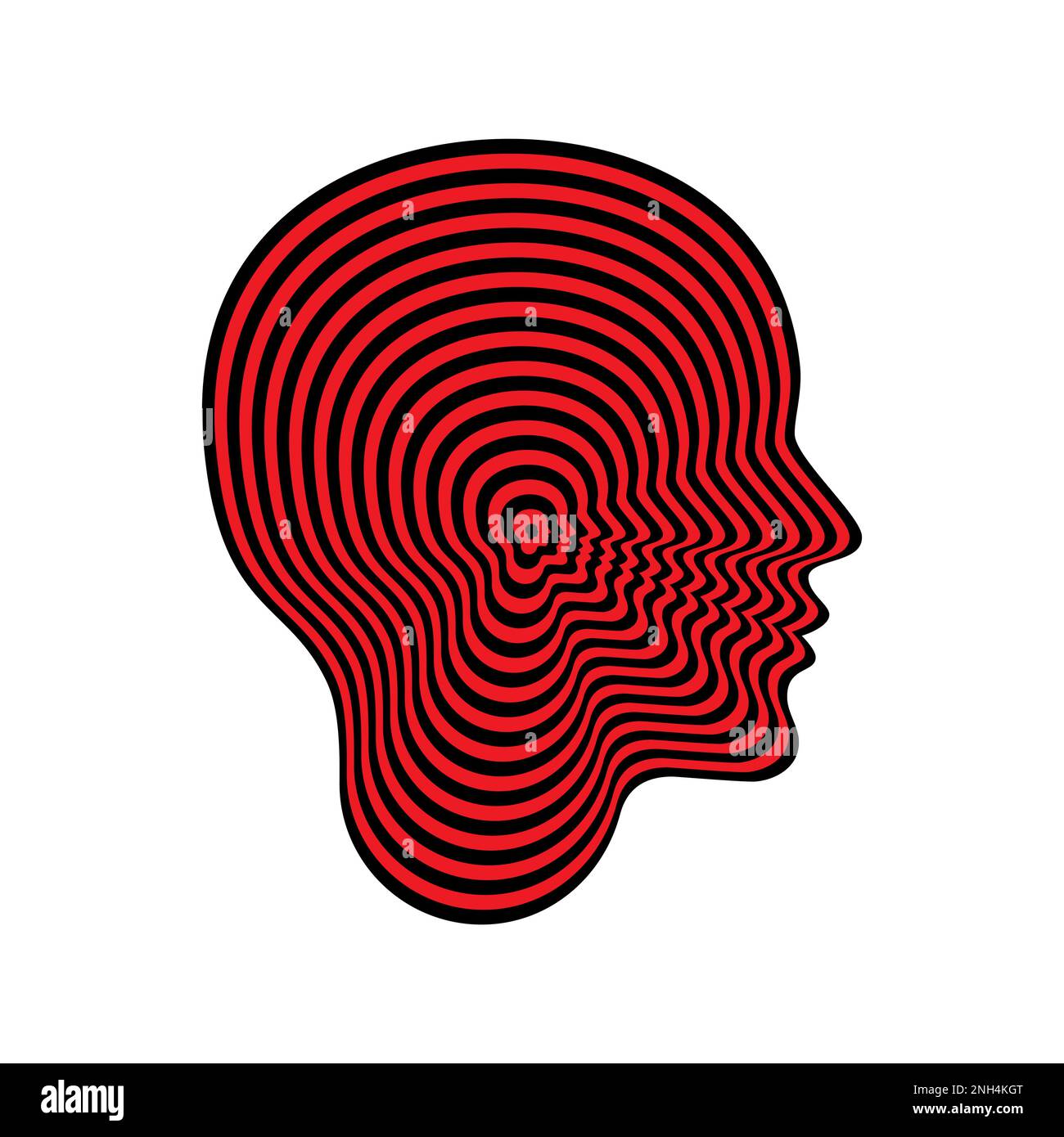 Woman profile. Silhouette of head with concentric psychedelic pattern ...