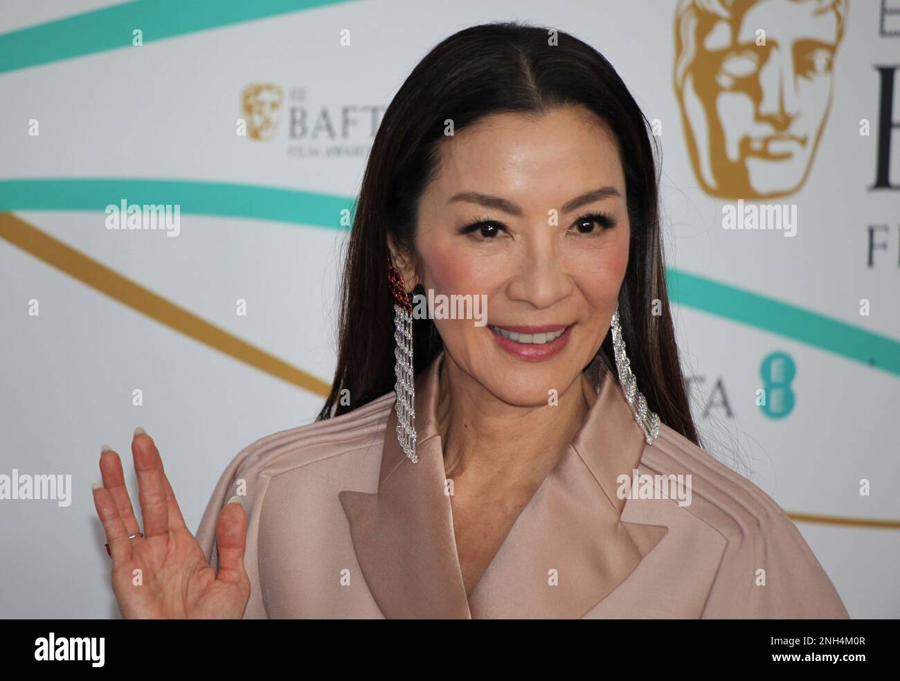 London, UK. Michelle Yeoh at the EE BAFTA Film Awards 2023 at The Royal Festival Hall on ...