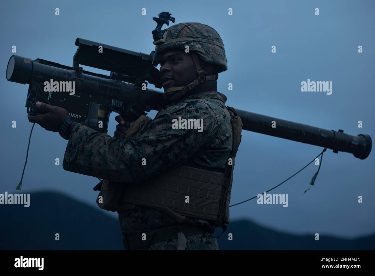 U.S. Marine Corps Lance Cpl. Jordan Leslie with 3d Low Altitude Air ...