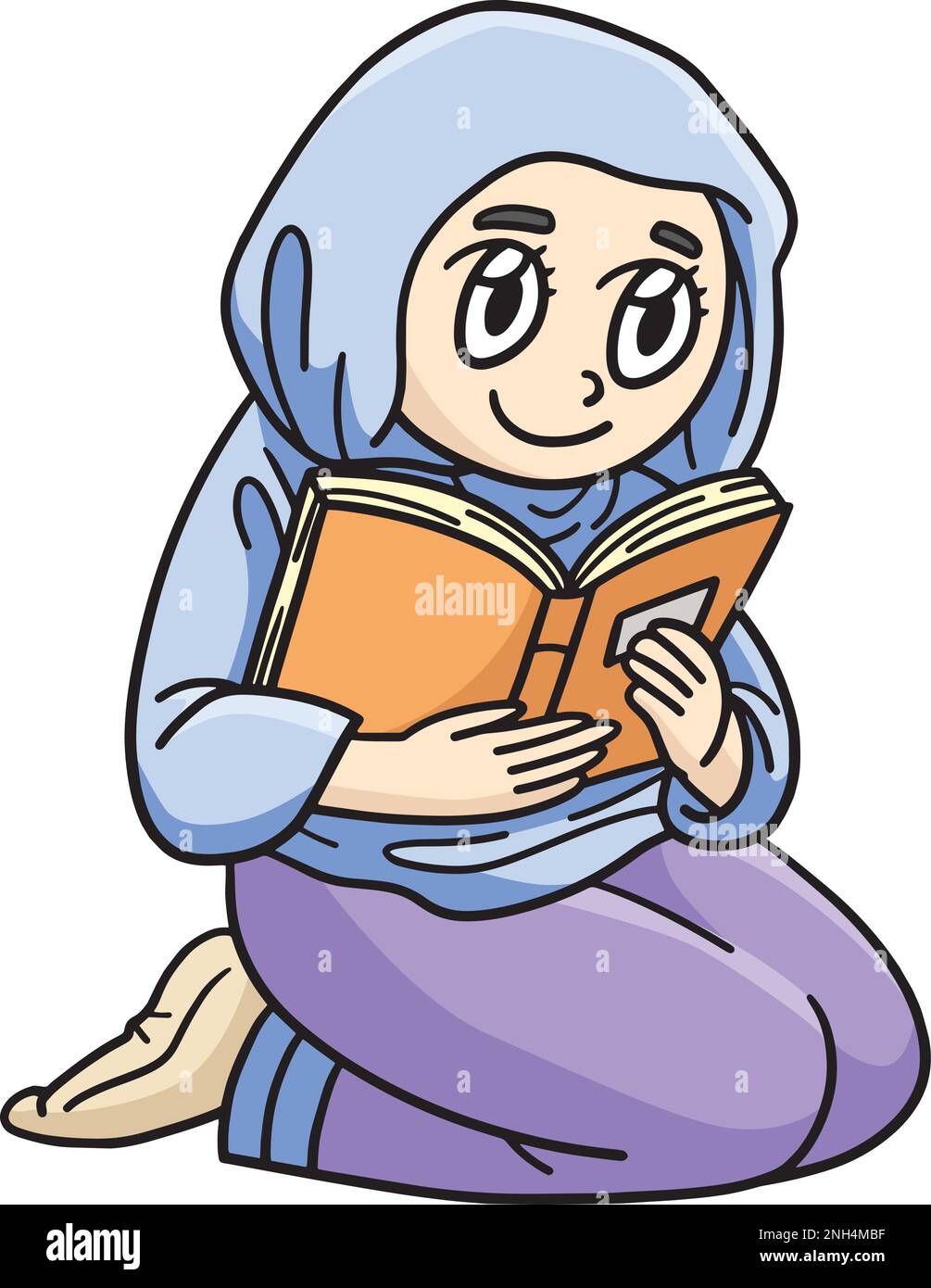 Ramadan Muslim Woman Reading Quran Cartoon Clipart Stock Vector Image ...