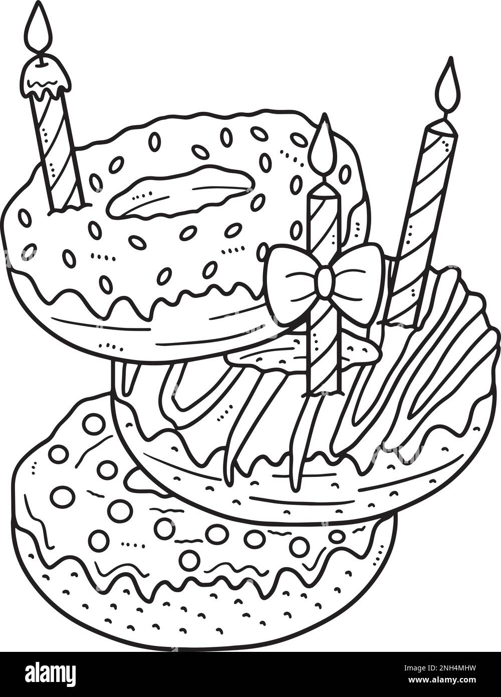 Birthday Stack of Donuts with Candle Isolated Stock Vector Image & Art ...
