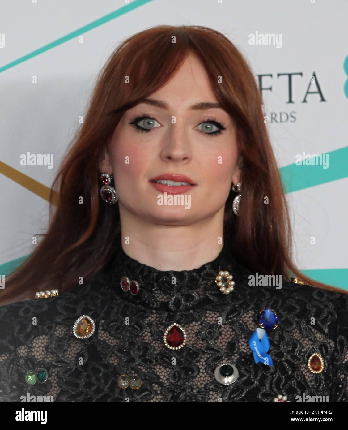 London, UK. Sophie Turner at the EE BAFTA Film Awards 2023 at The Royal Festival Hall on ...