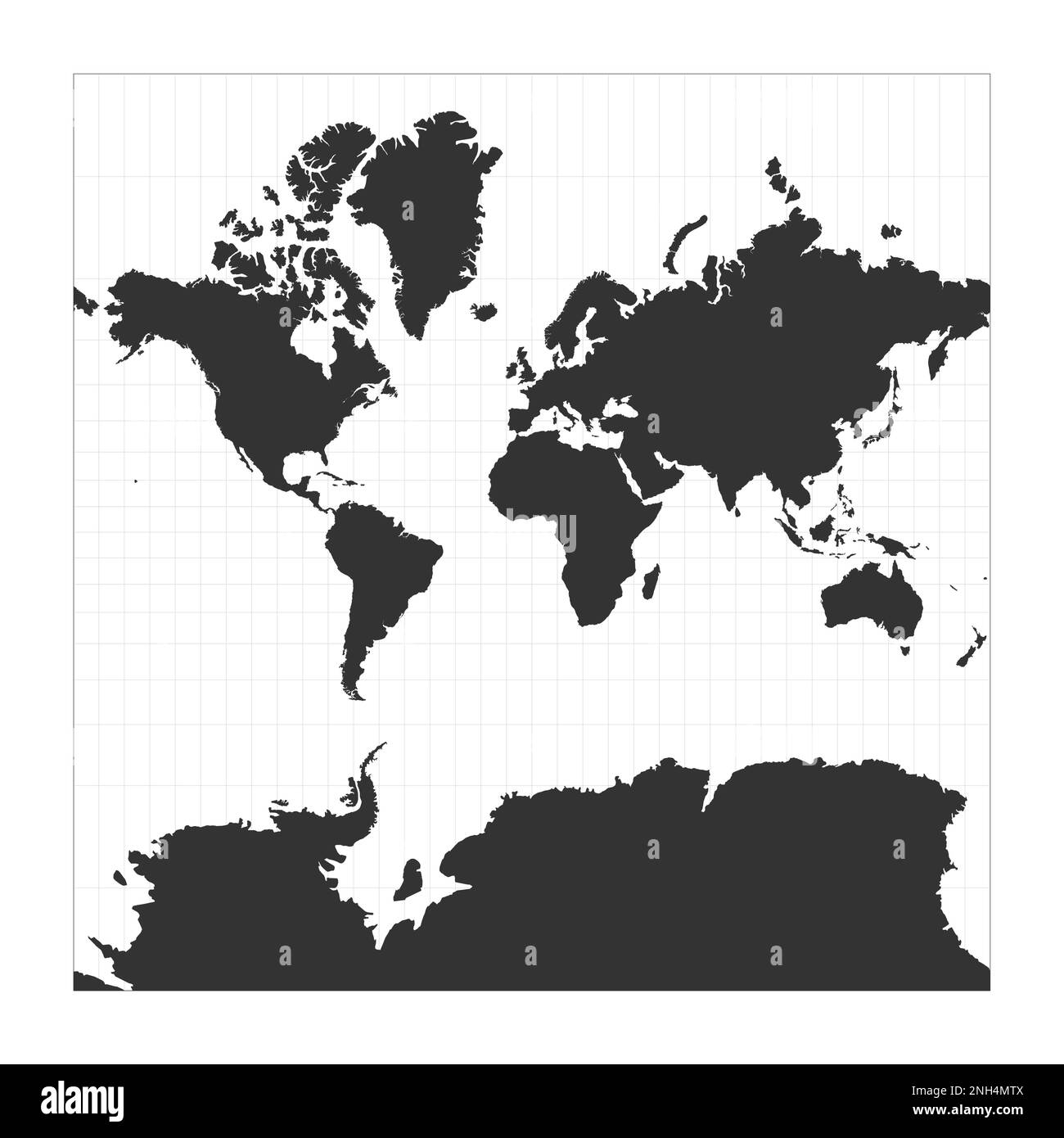 Map of the World. Spherical Mercator projection. Globe with latitude ...