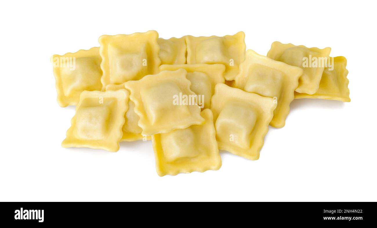 Homemade ravioli group isolated on white background Stock Photo - Alamy
