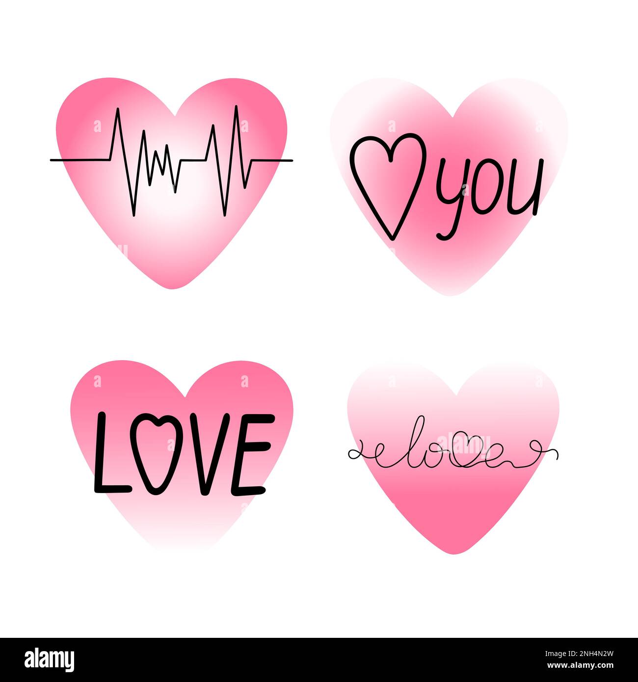 Pink blurred hearts set with lettering y2k aura gradient minimalist ...