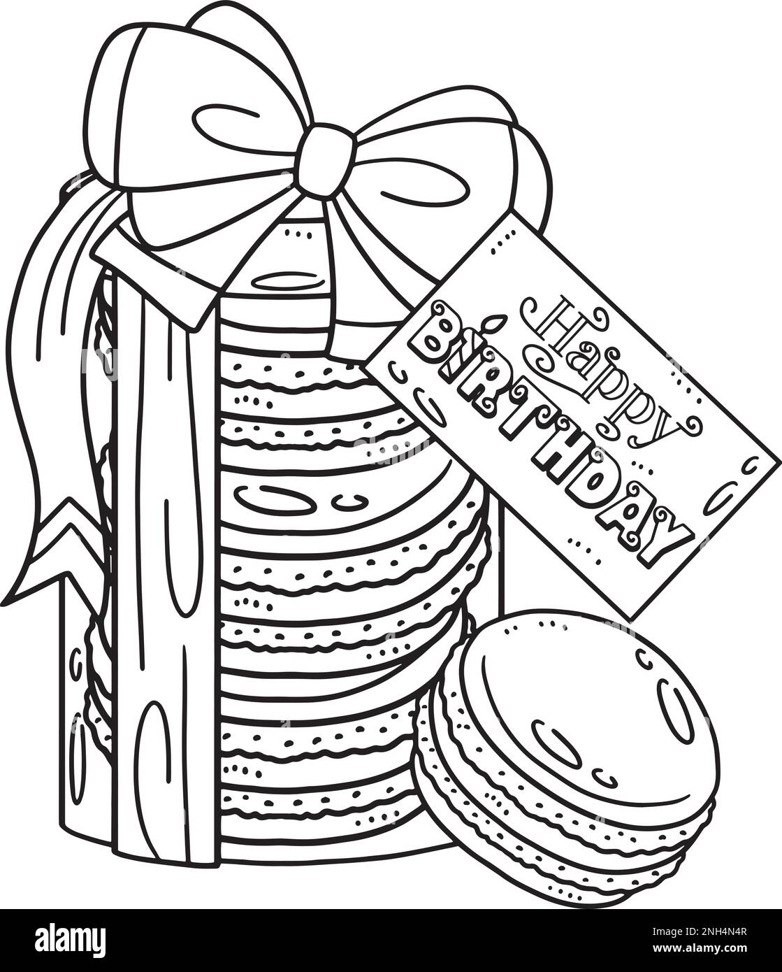 Happy Birthday Gift Isolated Coloring Page Stock Vector Image & Art - Alamy