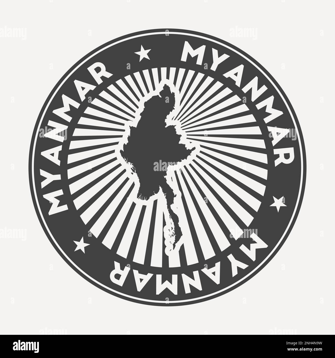 Myanmar round logo. Vintage travel badge with the circular name and map ...