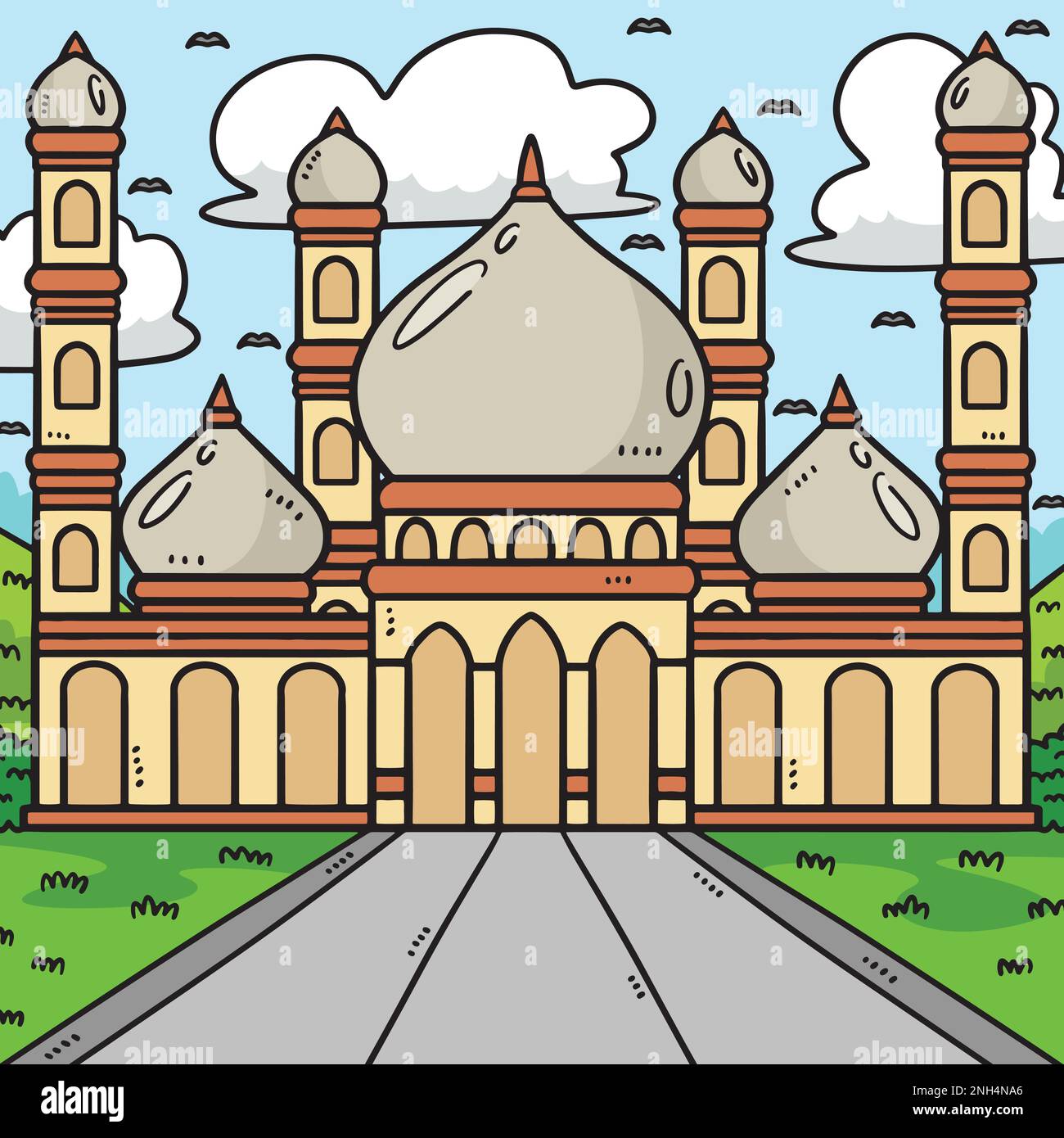 Ramadan Mosque Colored Cartoon Illustration Stock Vector Image & Art ...