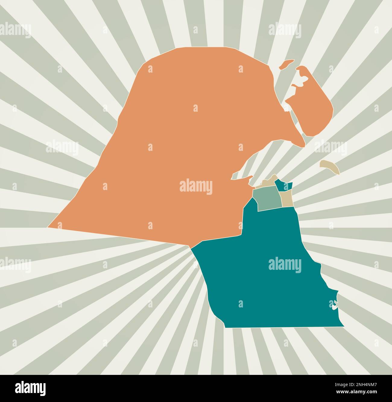 Kuwait map. Poster with map of the country in retro color palette ...