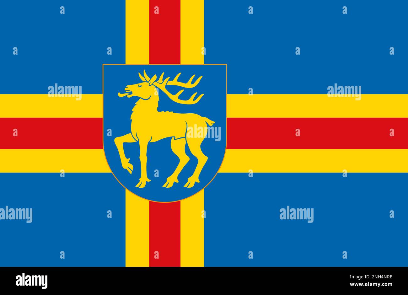 Flag of the Åland Islands. The administrative center of Mariehamn Stock ...