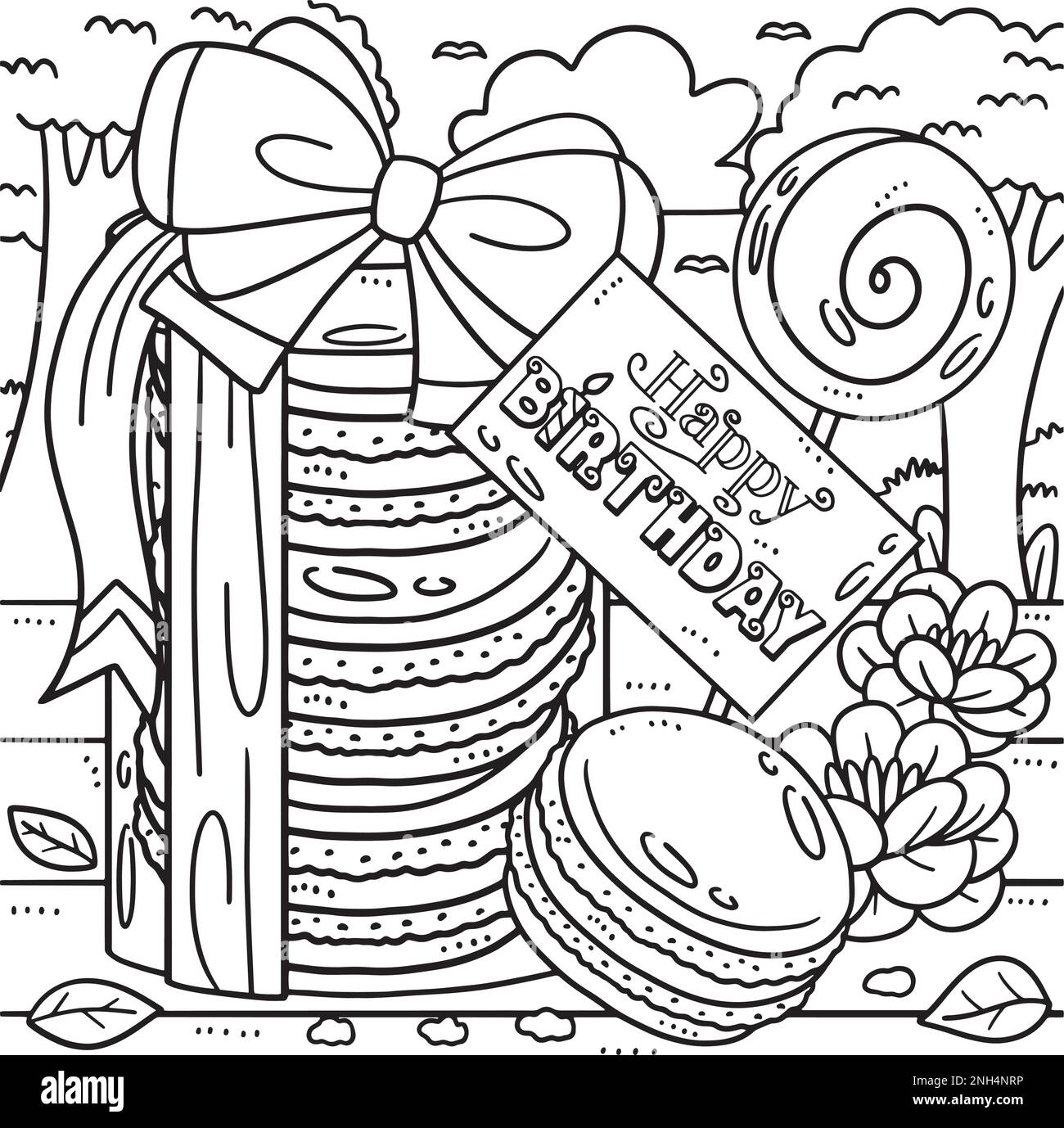 Macaroons with Greeting Card Coloring Page Stock Vector Image & Art - Alamy