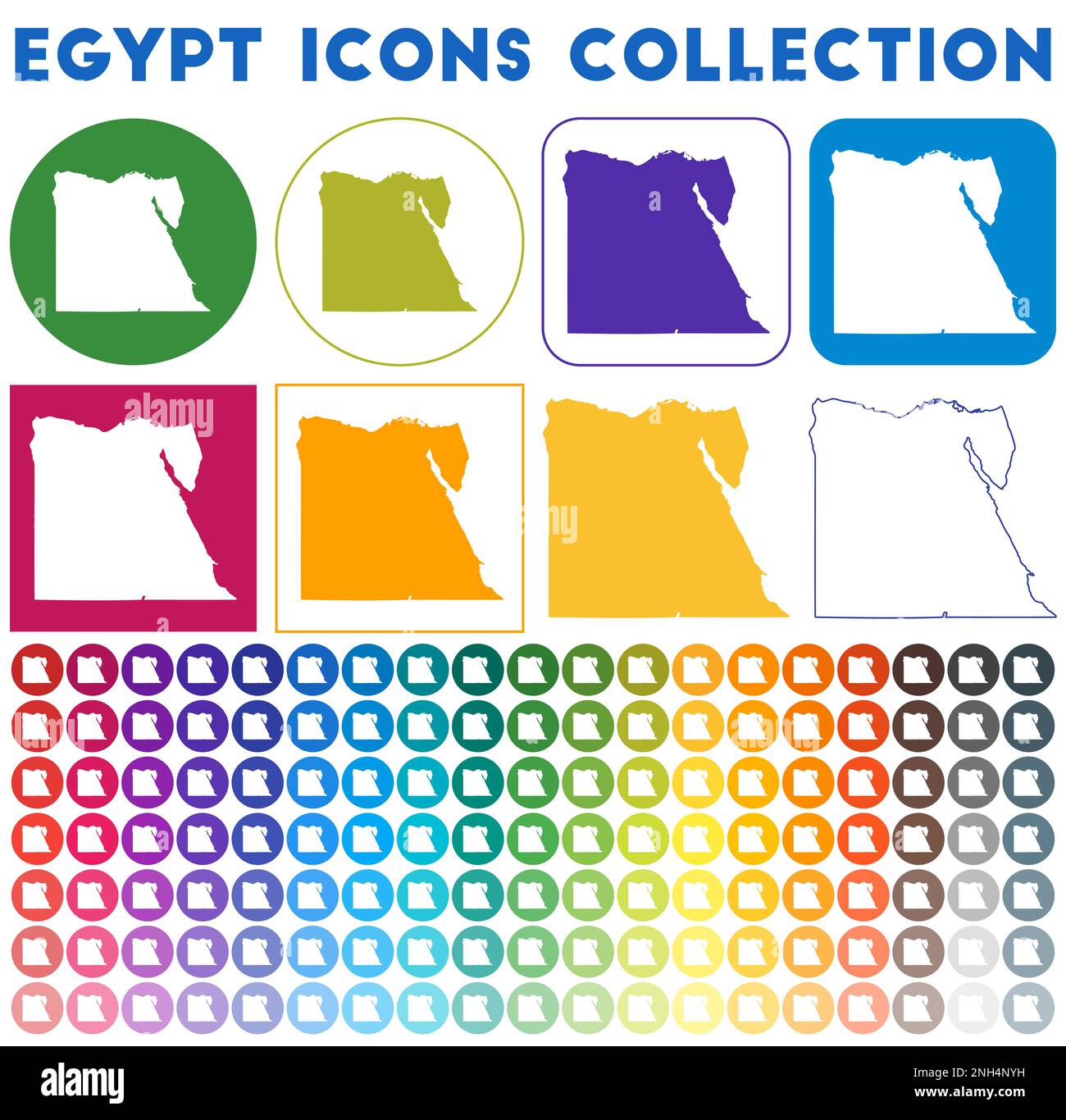 Egypt icons collection. Bright colorful trendy map icons. Modern Egypt ...