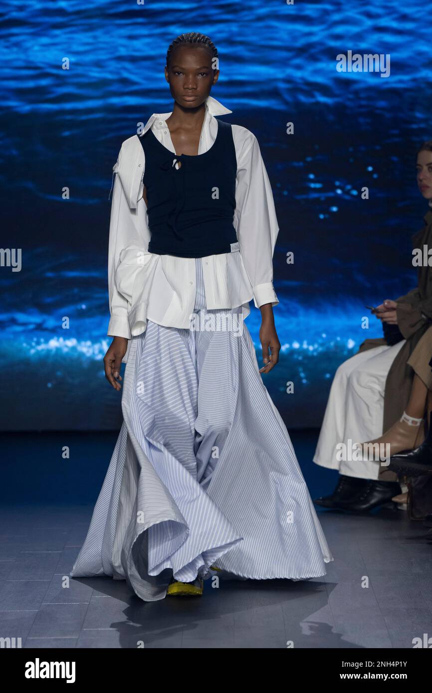 Models on the runway at the SS Daley fashion show during the Fall ...