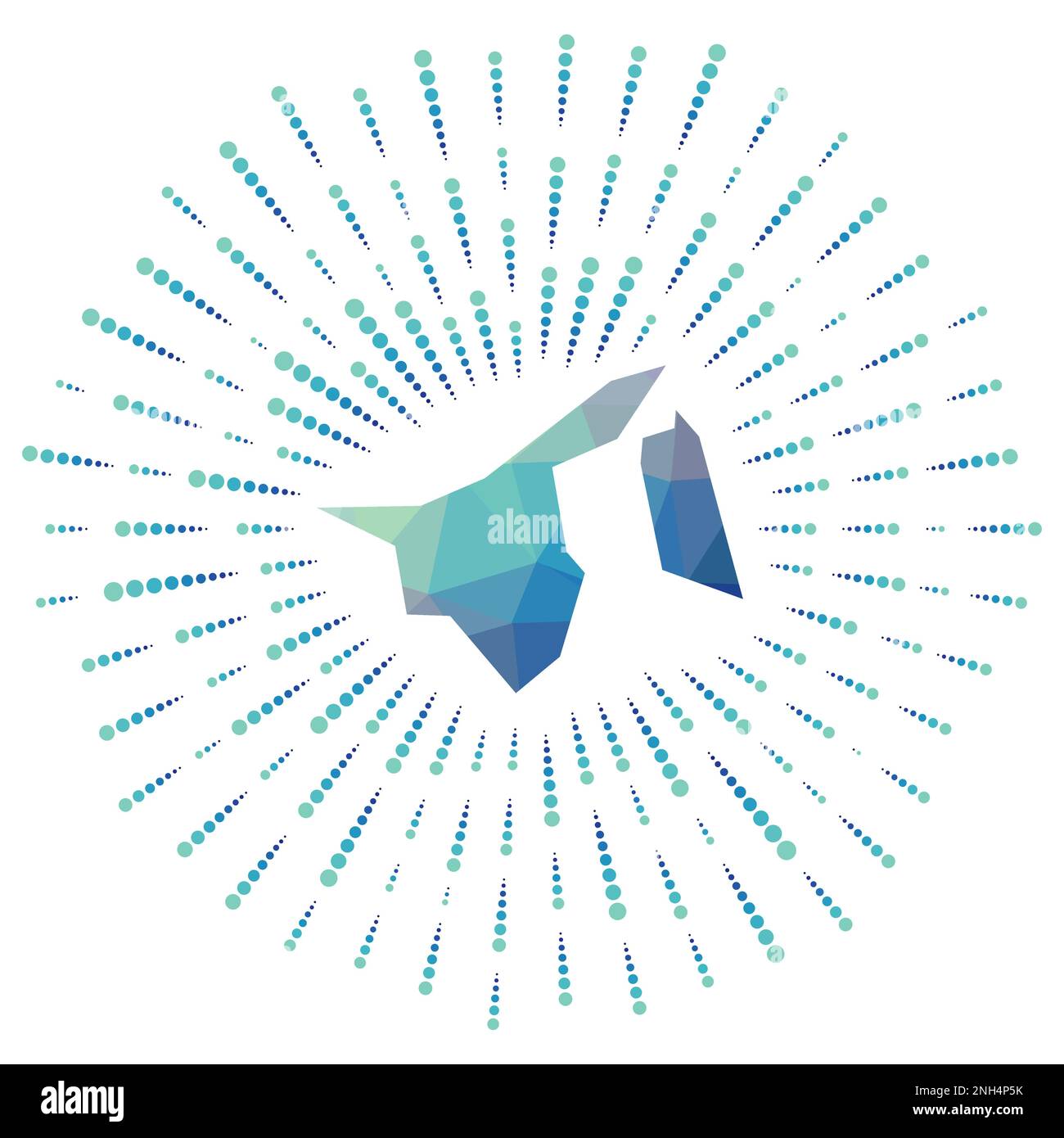 Shape of Brunei, polygonal sunburst. Map of the country with colorful ...