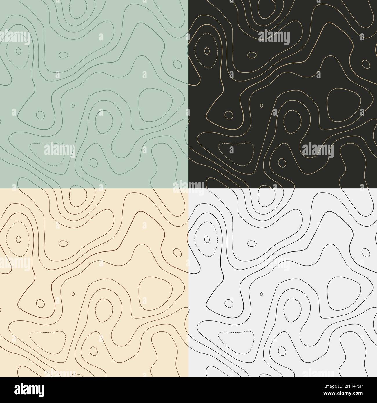 Topography patterns. Seamless elevation map tiles. Astonishing isoline ...