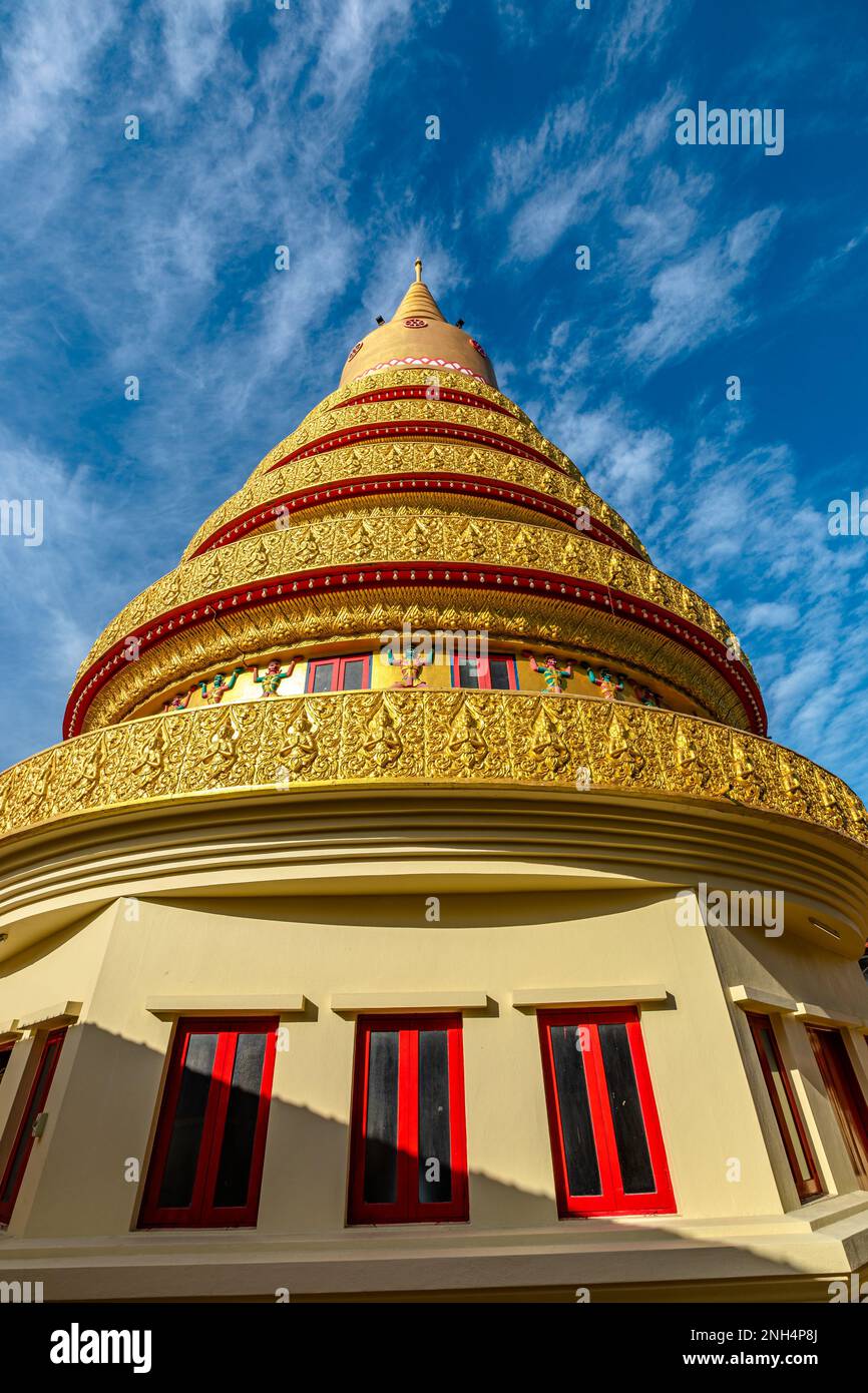 George Town, Penang, Malaysia: golden pagoda of Wat Chaiya Mangalaram ...
