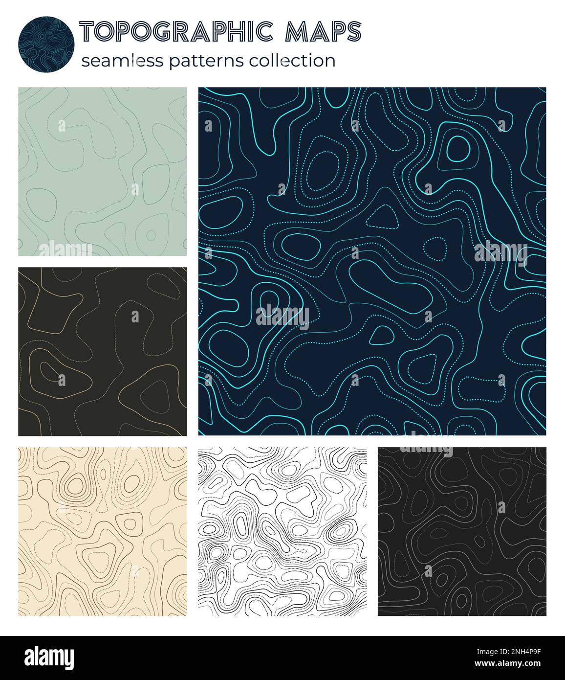 Topographic maps. Beautiful isoline patterns, seamless design. Powerful ...