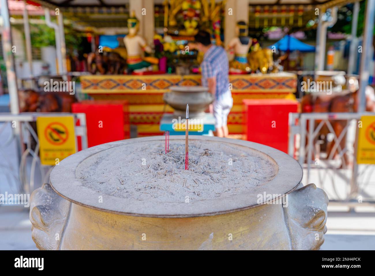incense sticks for prayers at the Wat Chaiya Mangalaram in George Town ...