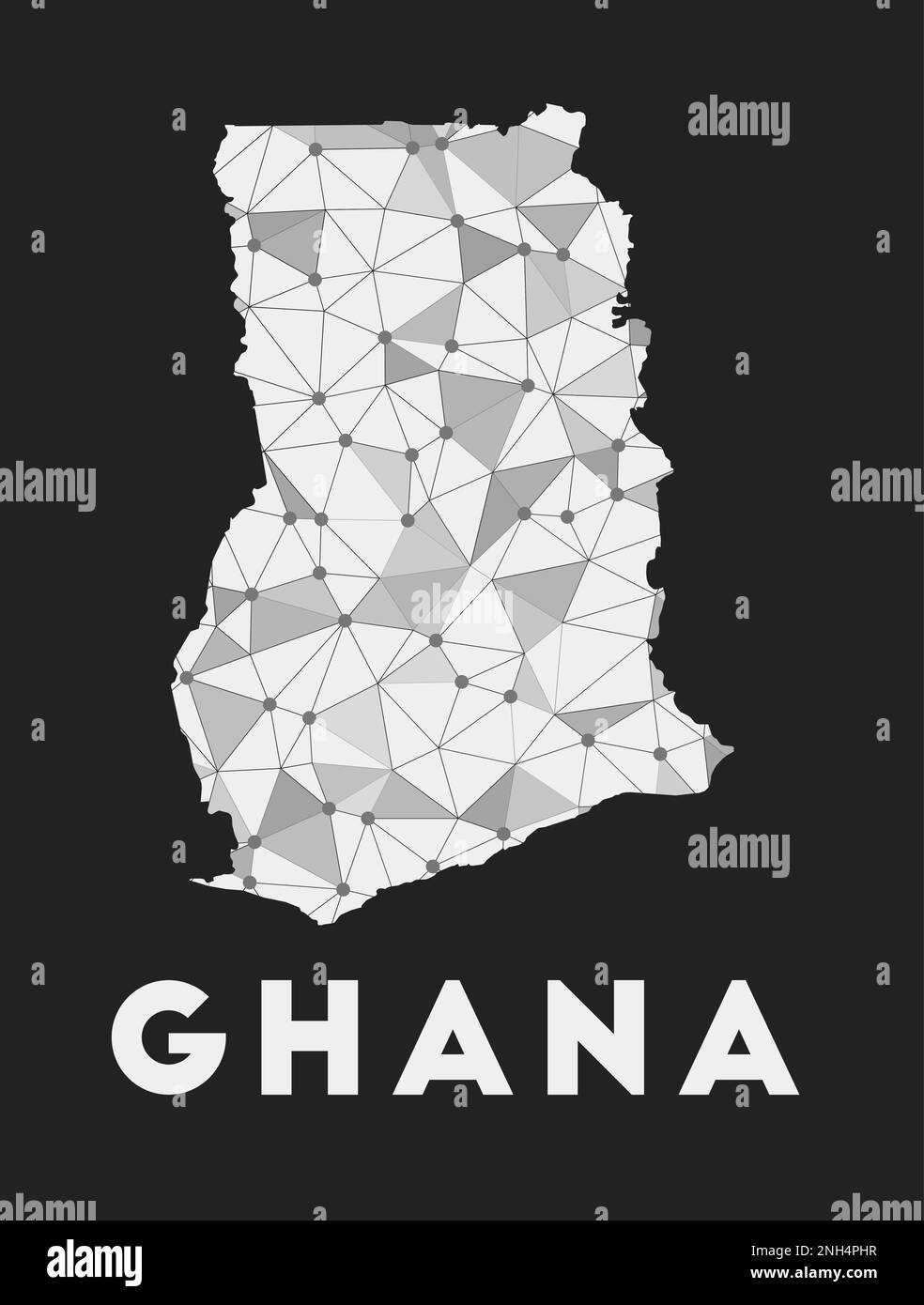 Ghana - communication network map of country. Ghana trendy geometric ...