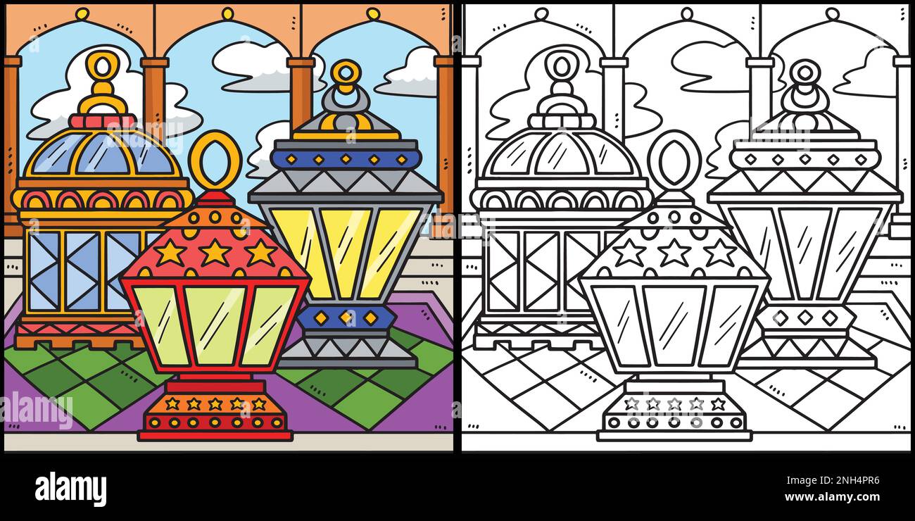 Ramadan Lantern Coloring Page Illustration Stock Vector Image & Art - Alamy