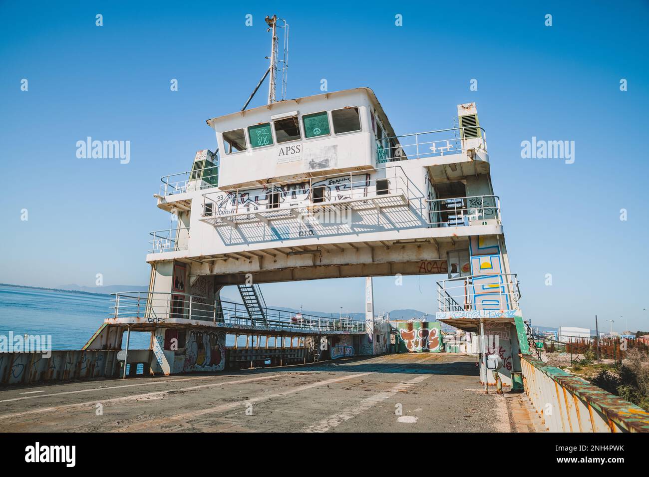 Abandoned ferry boat Stock Photo - Alamy
