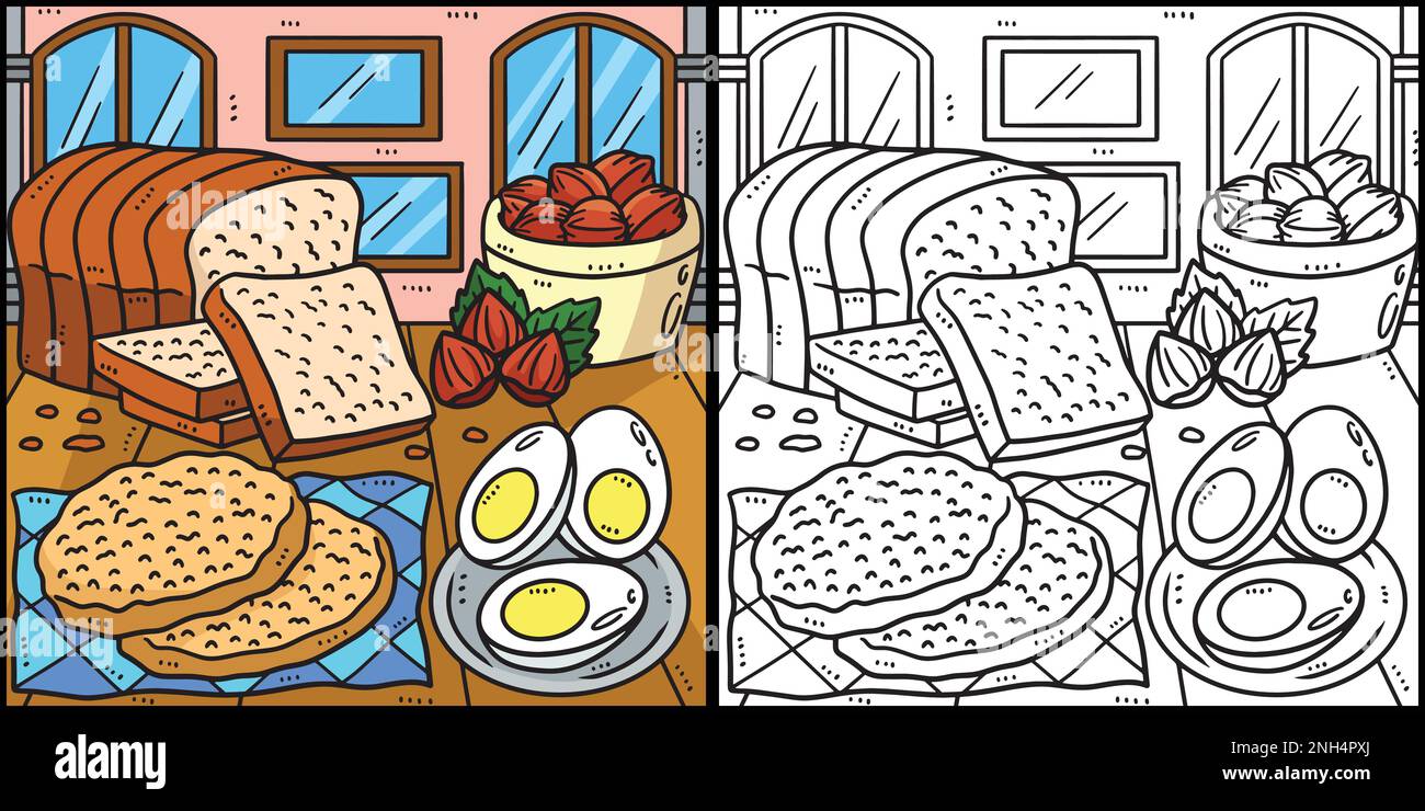 Ramadan Feast Coloring Page Colored Illustration Stock Vector Image ...