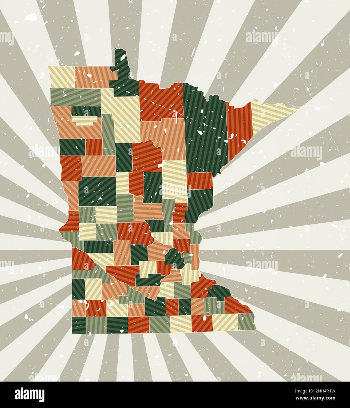 Minnesota vintage map. Grunge poster with map of the US state in retro ...