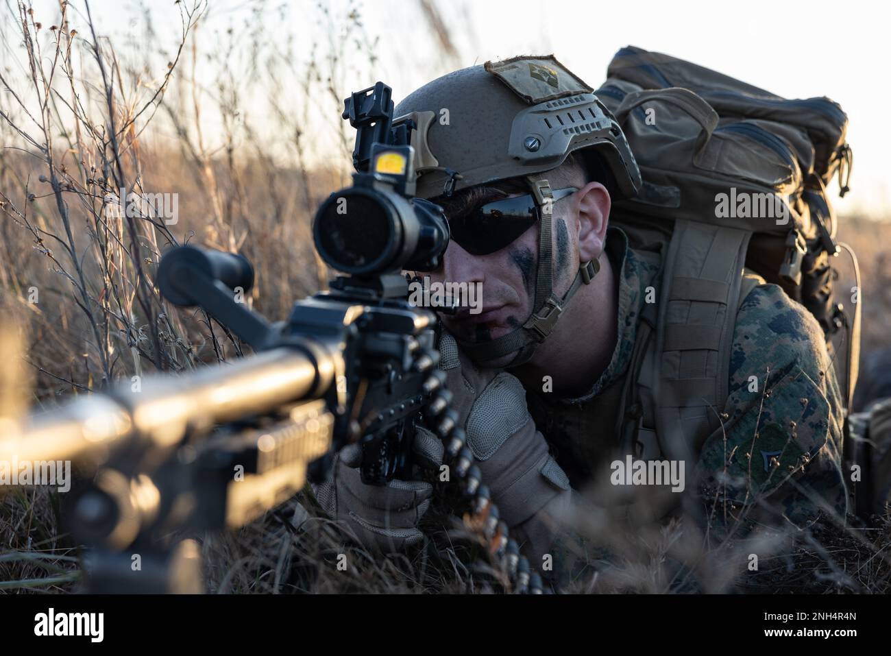 U.S. Marine Corps Lance Cpl. Trent Geyer, a machine gunner with Charlie ...