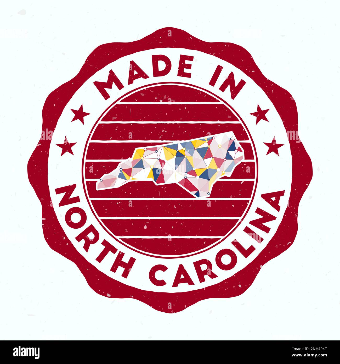 Made in North Carolina. US state round stamp. Seal of North Carolina ...