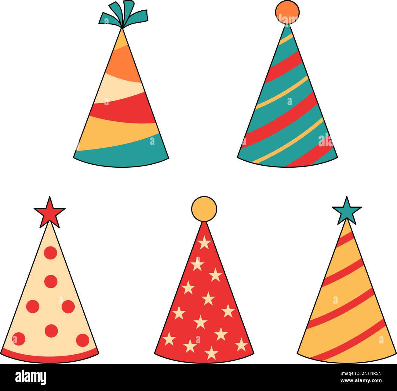 Cartoon birthday party caps funny celebration cap Stock Vector Images ...