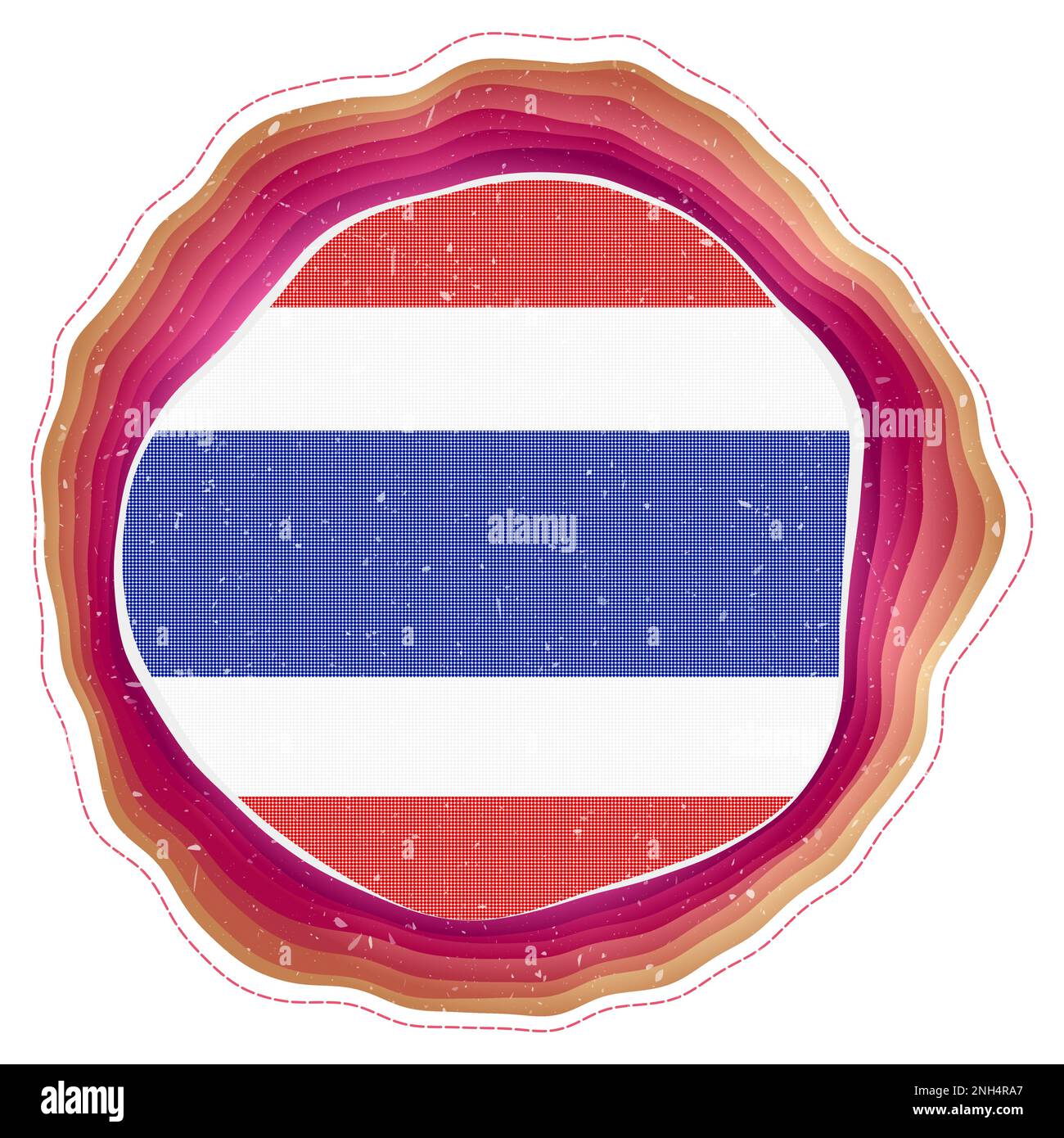 Thailand flag in frame. Badge of the country. Layered circular sign around Thailand flag ...