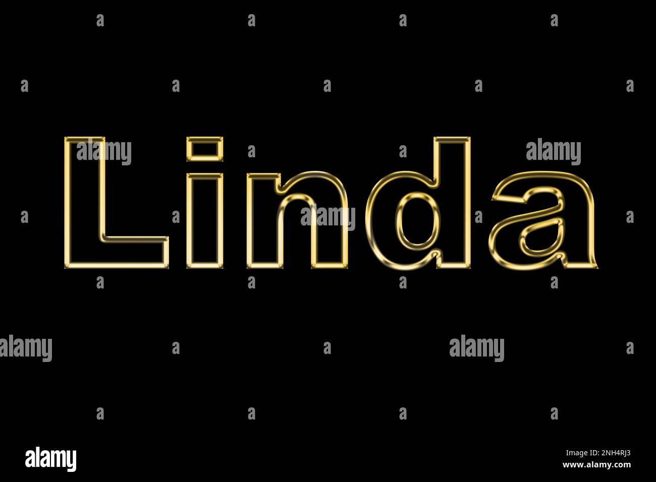 Female name . Gold 3D icon on black background. Decorative font ...